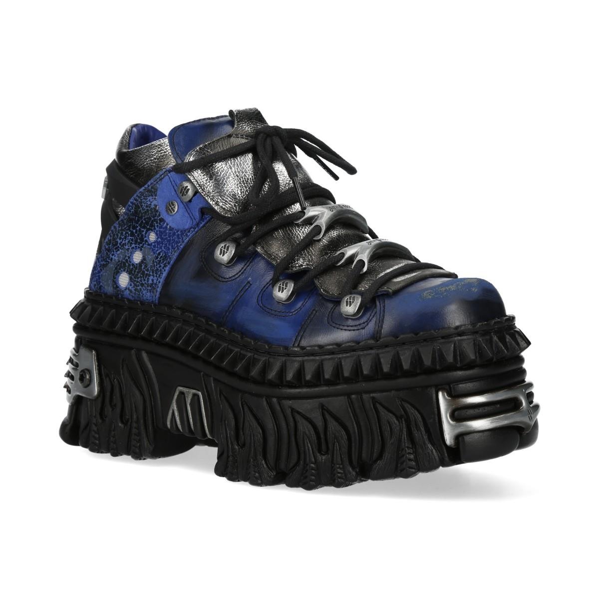 New Rock M-WALL106N-C16 Blue Silver Leather Gothic Urban Rock Ankle Bo ...